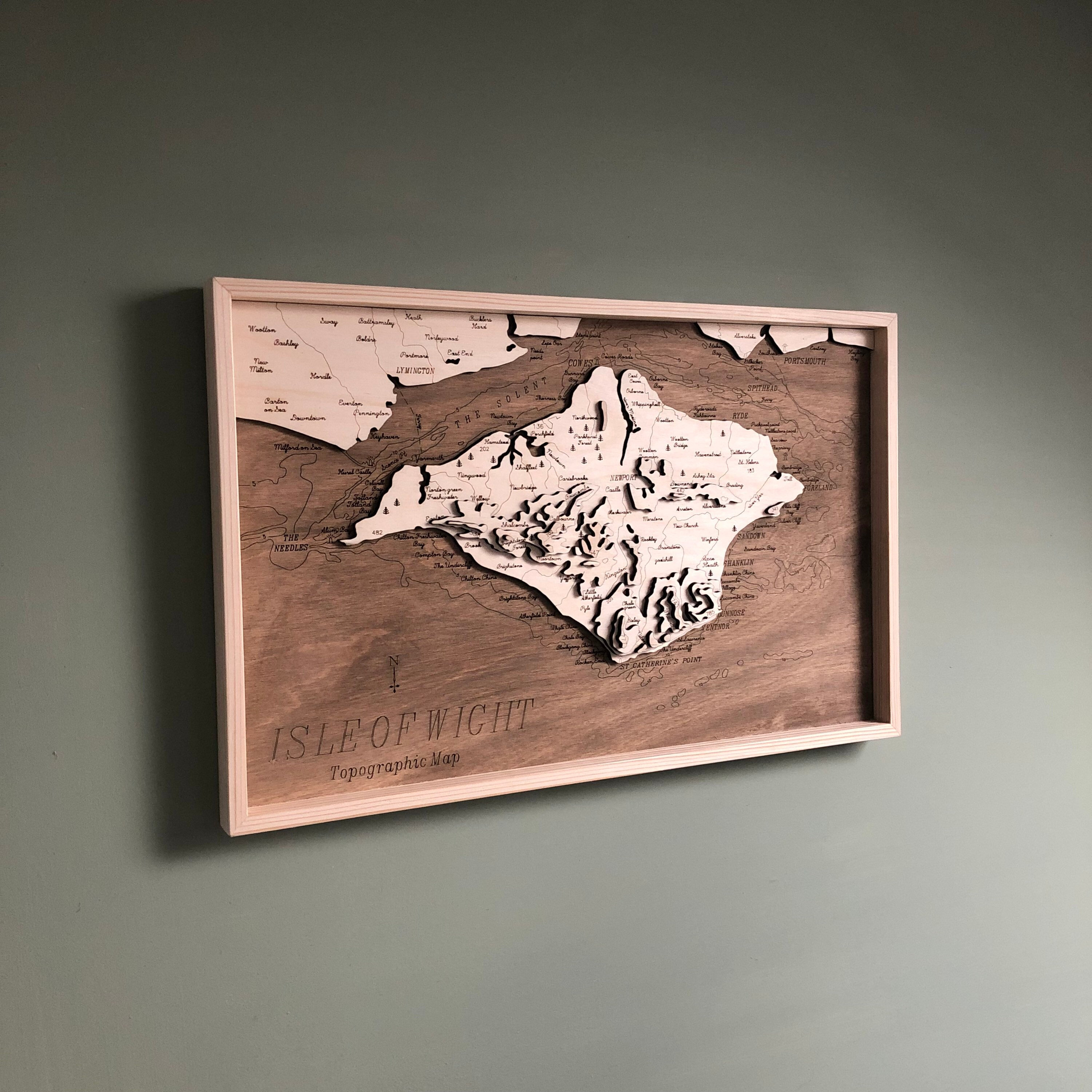 The Isle of Wight Wooden Topographic Map / South Coast / the - Etsy