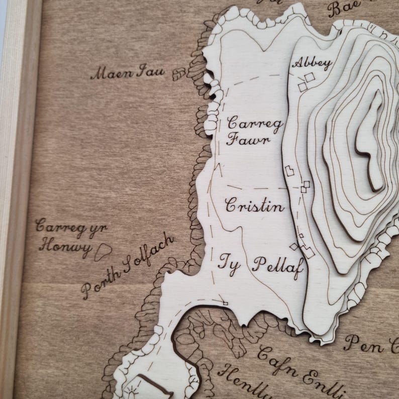 Bardsey Island Wooden Topographic Map: Welsh Wall Decor - Etsy