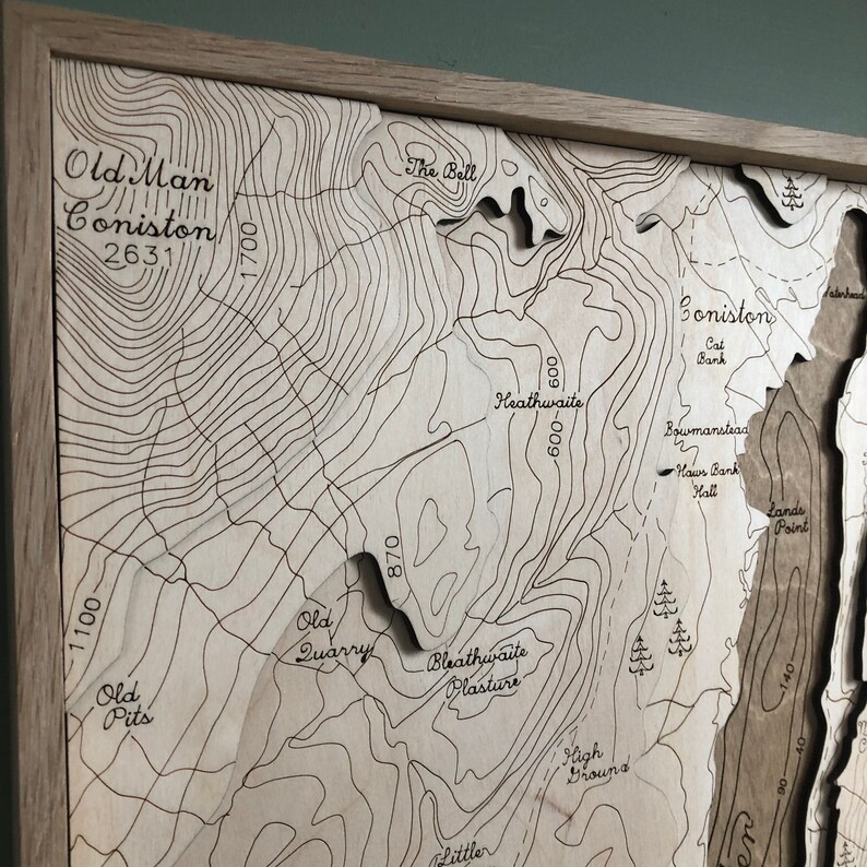 Coniston Water / Wooden Topographic Map / the Old Man of - Etsy UK
