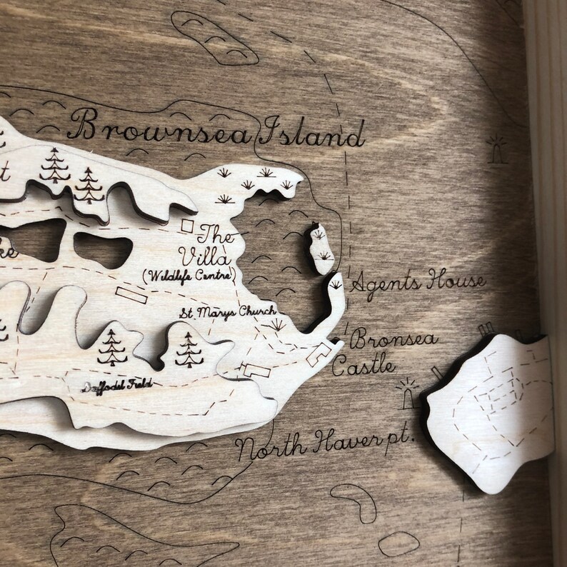Brownsea Island / Wooden Map / the Villa / Brownsea Campsite / - Etsy UK