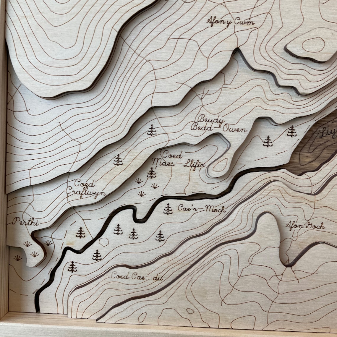 Llyn Dinas Wooden Topographic Map / North Wales / Beddgelert / | Etsy