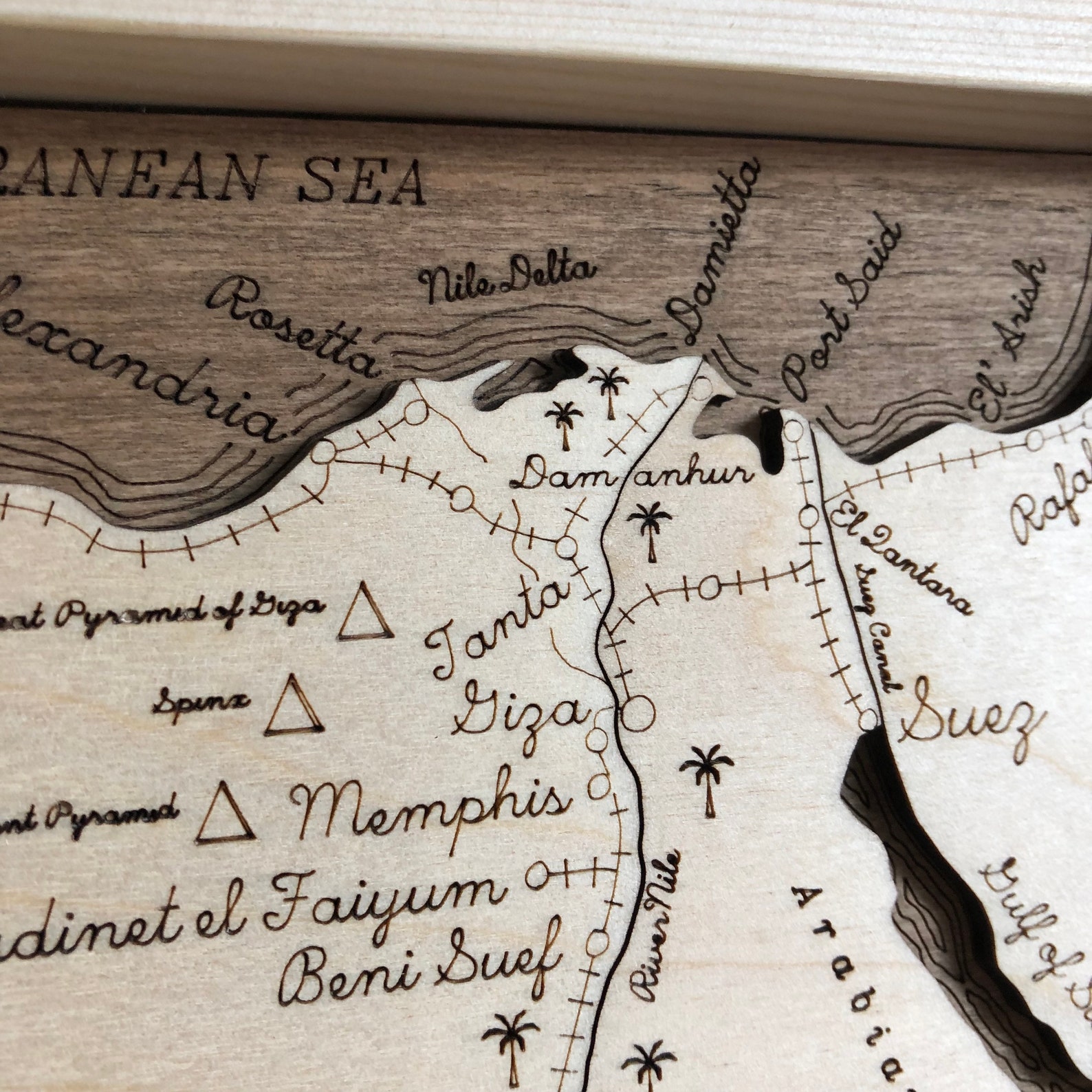 Egypt Wooden Antique Style Handmade Map of Engraved Landmarks - Etsy
