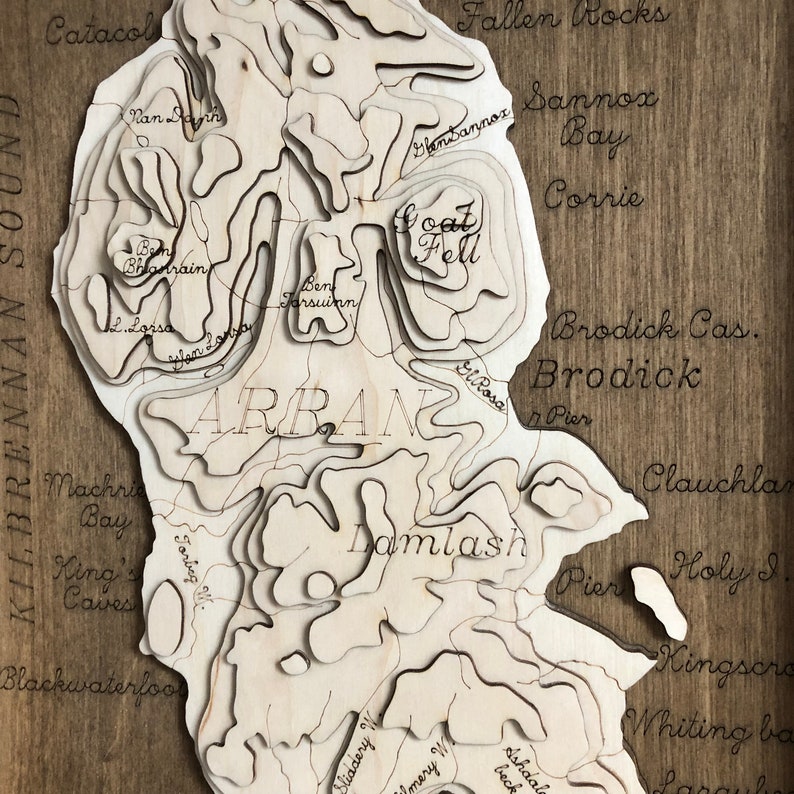 Isle of Arran / Wooden Topographic Map / Lamlash / Goat Fell / - Etsy