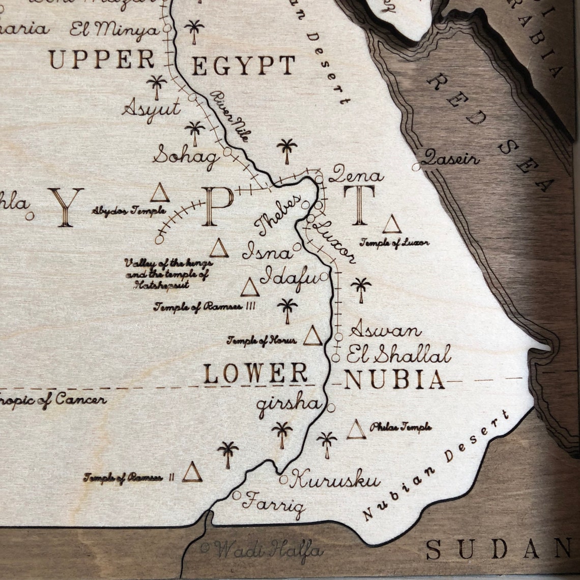 Egypt Wooden Antique Style Handmade Map of Engraved Landmarks - Etsy