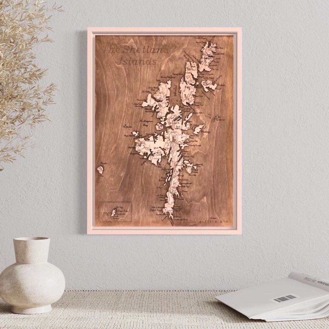 Shetland Islands / Yell Unst and Fetlar / Wooden Topographic Map ...