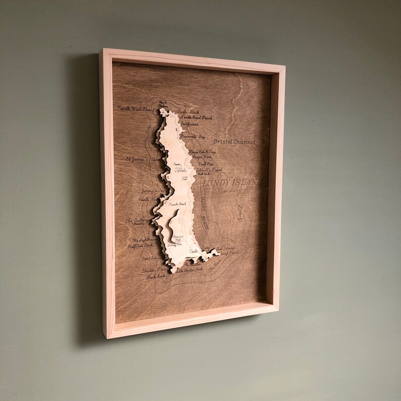 Lundy Island Wooden Topographic Map Bristol Channel Torridge - Etsy