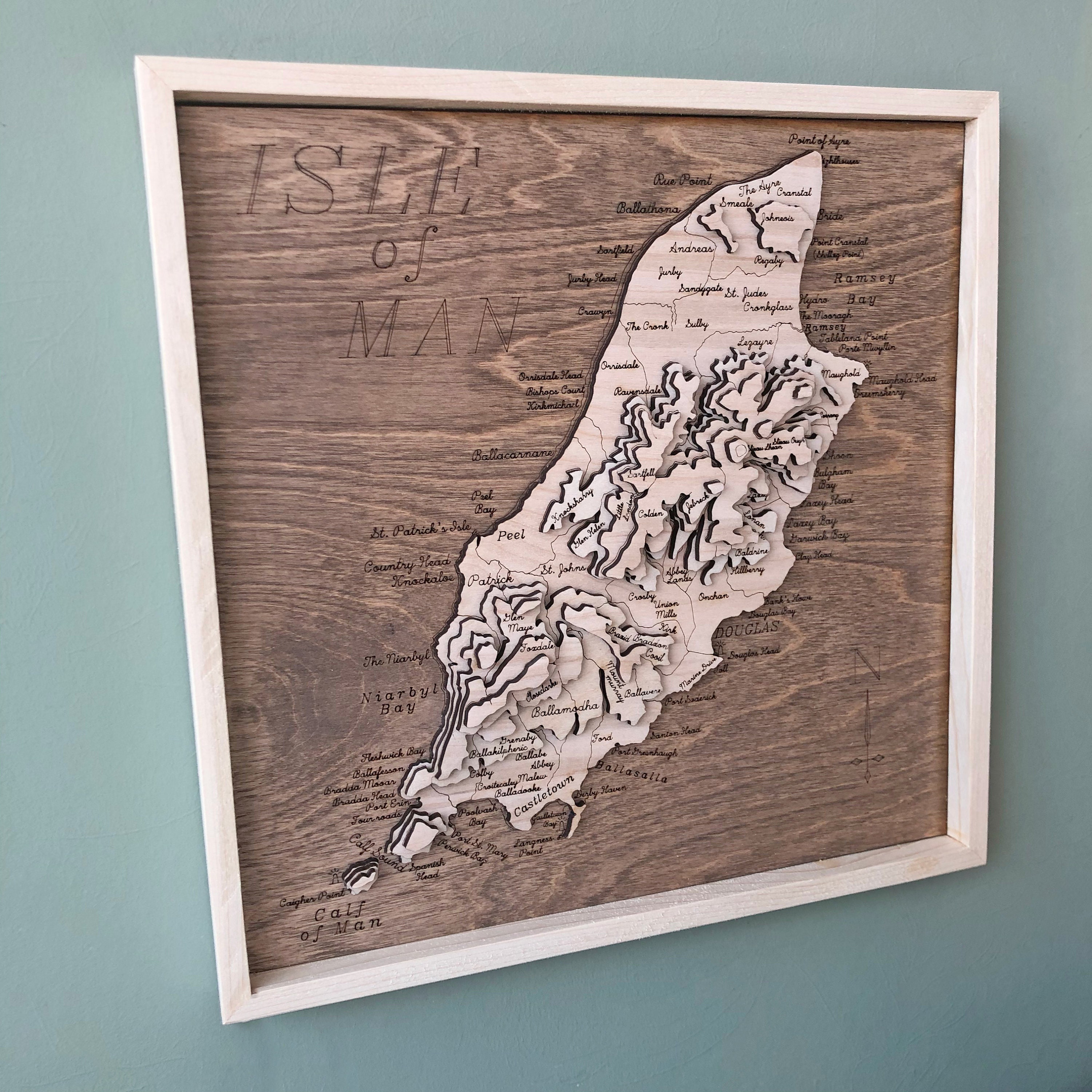 Isle of Man / Wooden Topographic Map / Irish Sea / Douglas / | Etsy UK