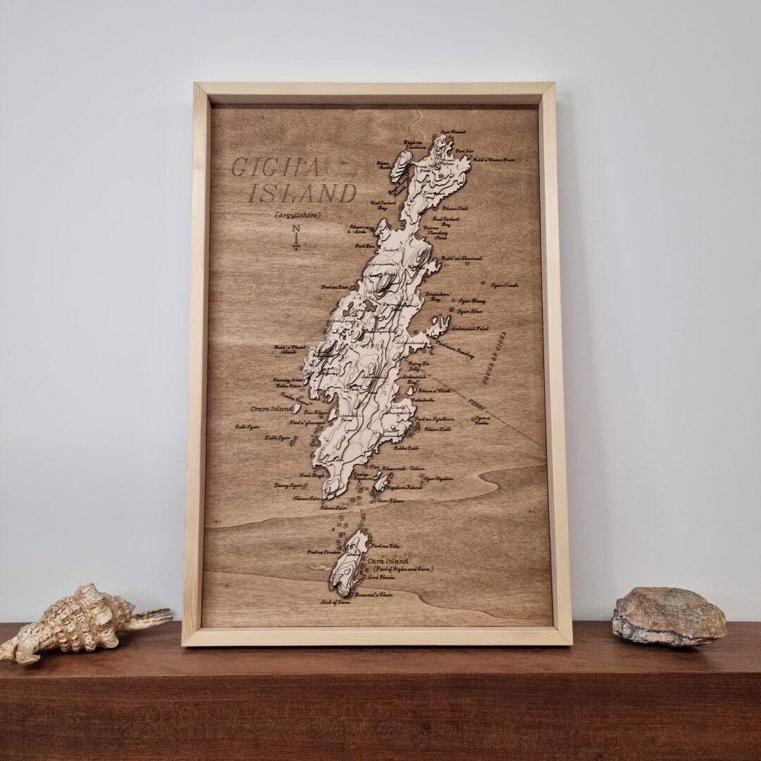 Gigha Island Wooden 3D Map: Scottish Hebridean Topographic Art - Etsy