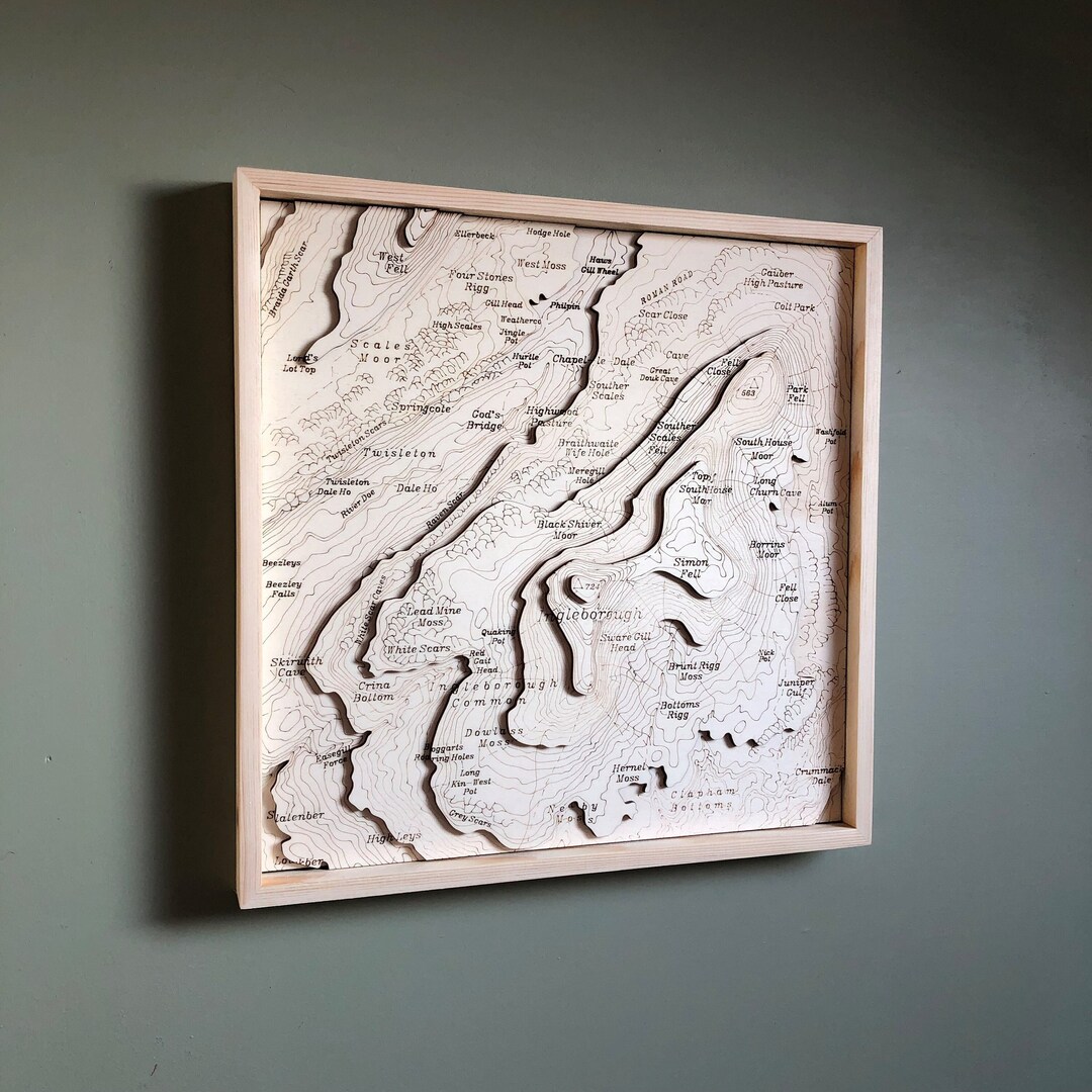 Ingleborough / Wooden Topographical Map / Ingleton / Yorkshire Dales ...