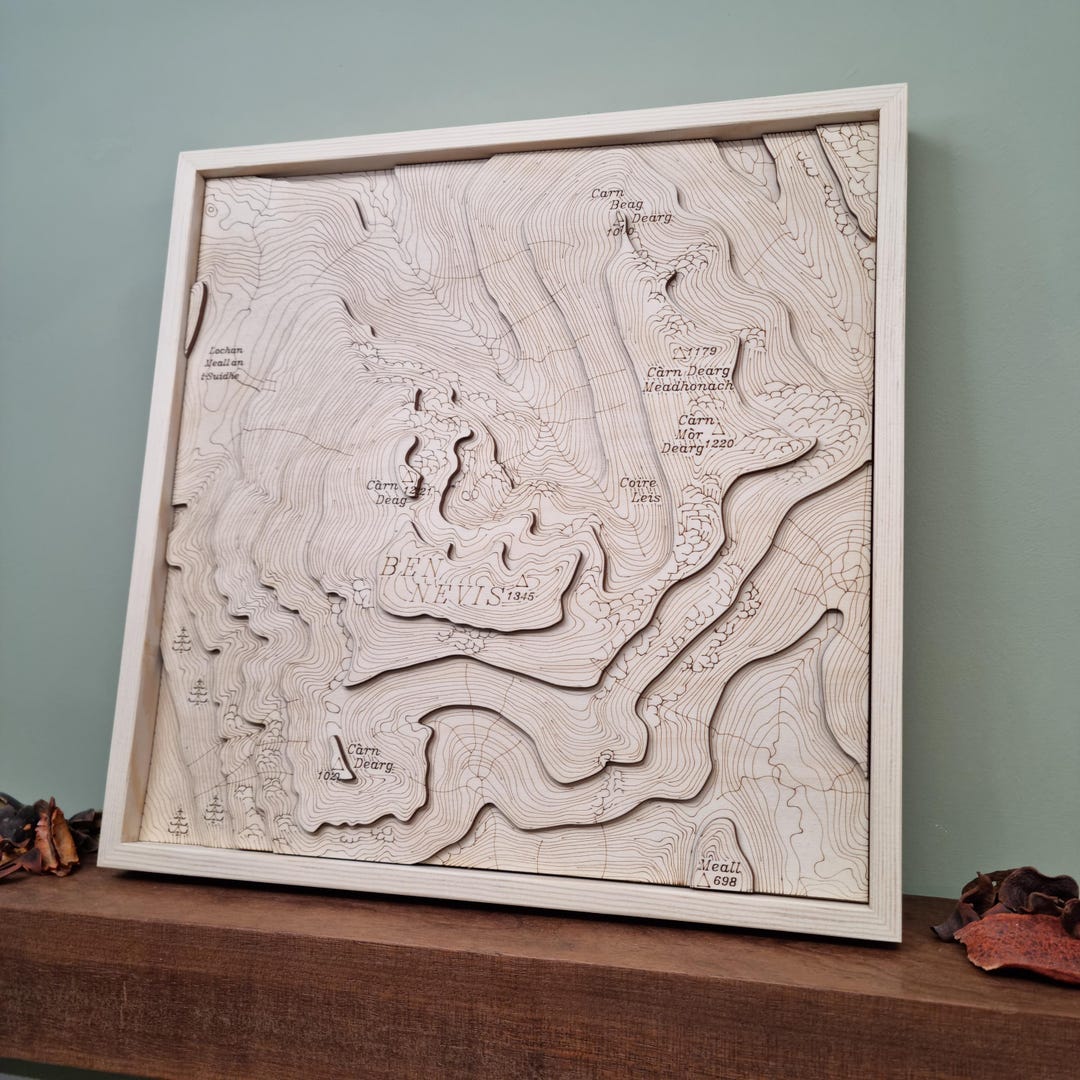 Ben Nevis 3D Wooden Map: Scotland Topographic Art, Personalized Gift ...