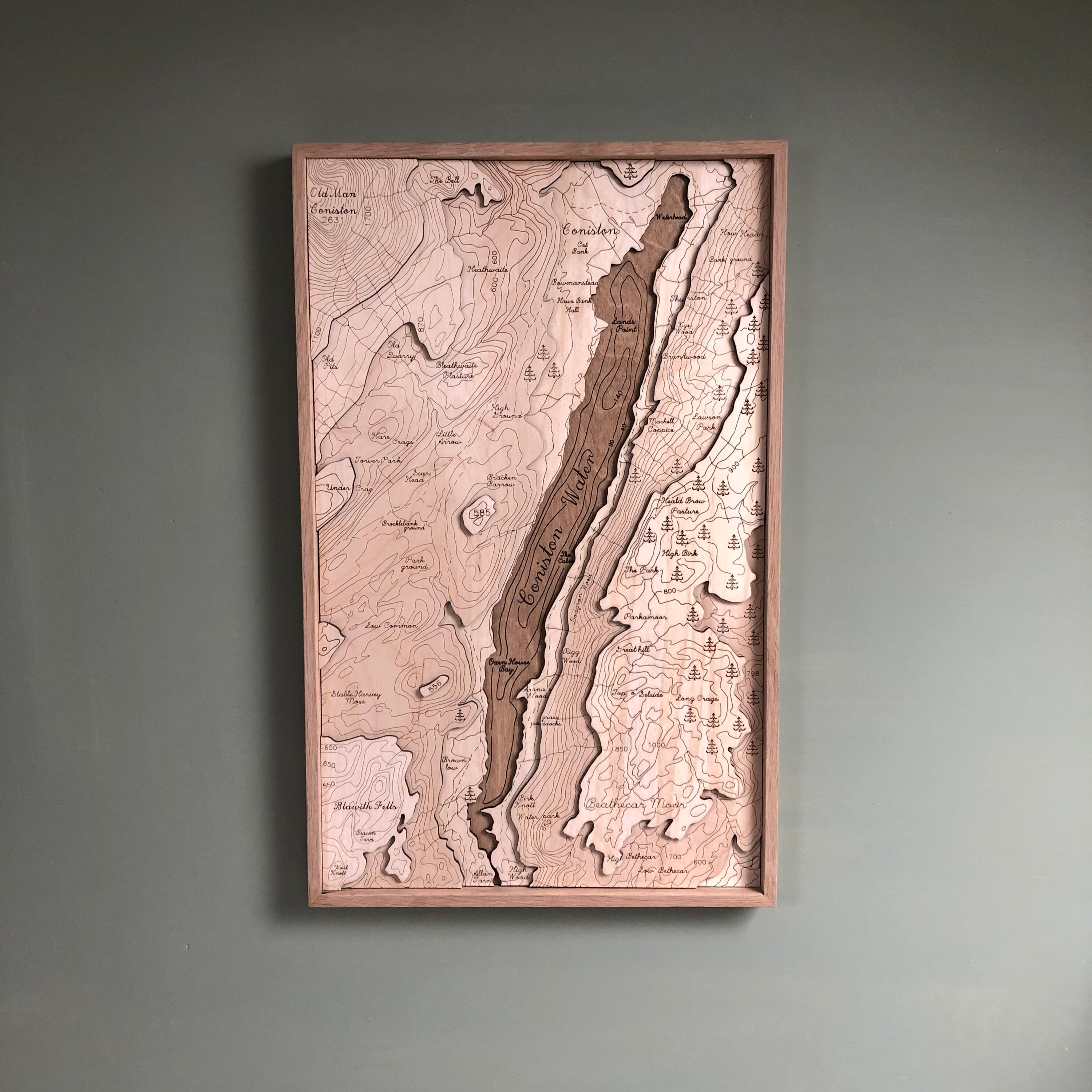Coniston Water / Wooden Topographic Map / the Old Man of Coniston ...