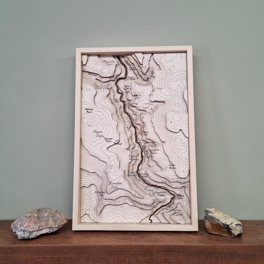 Dovedale Peak District 3D Wooden Map Personalisation Options Jacobs ...