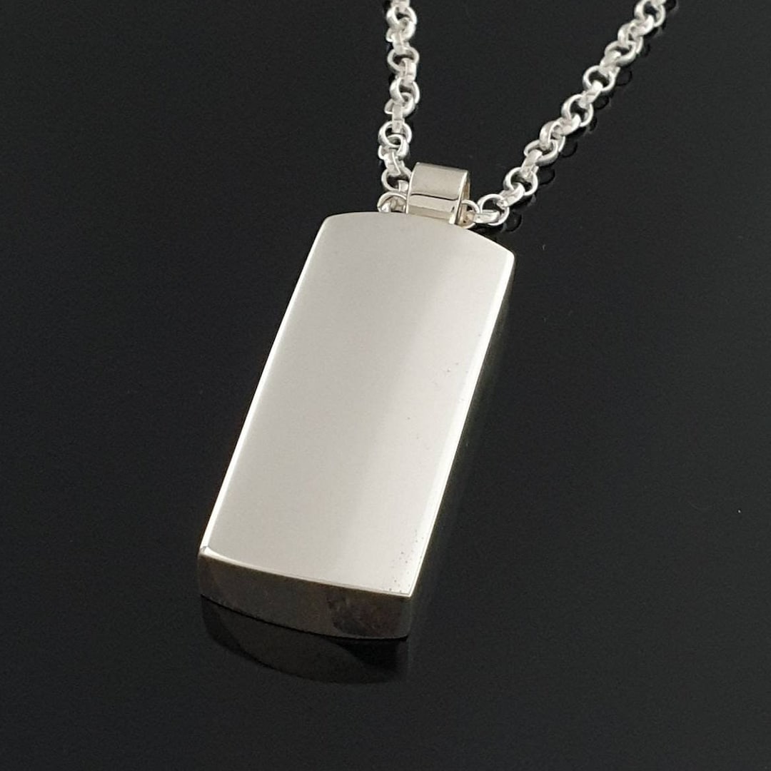 Sterling Silver Dog Tag Cremation Ashes Keepsake Pendant | Designed and ...