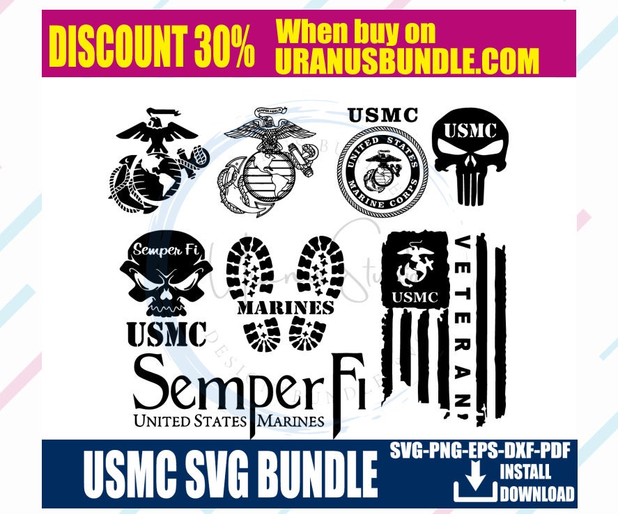 USMC Logo Bundle Svg Usmc Logo Svg Cut File Cricut Marine | Etsy UK