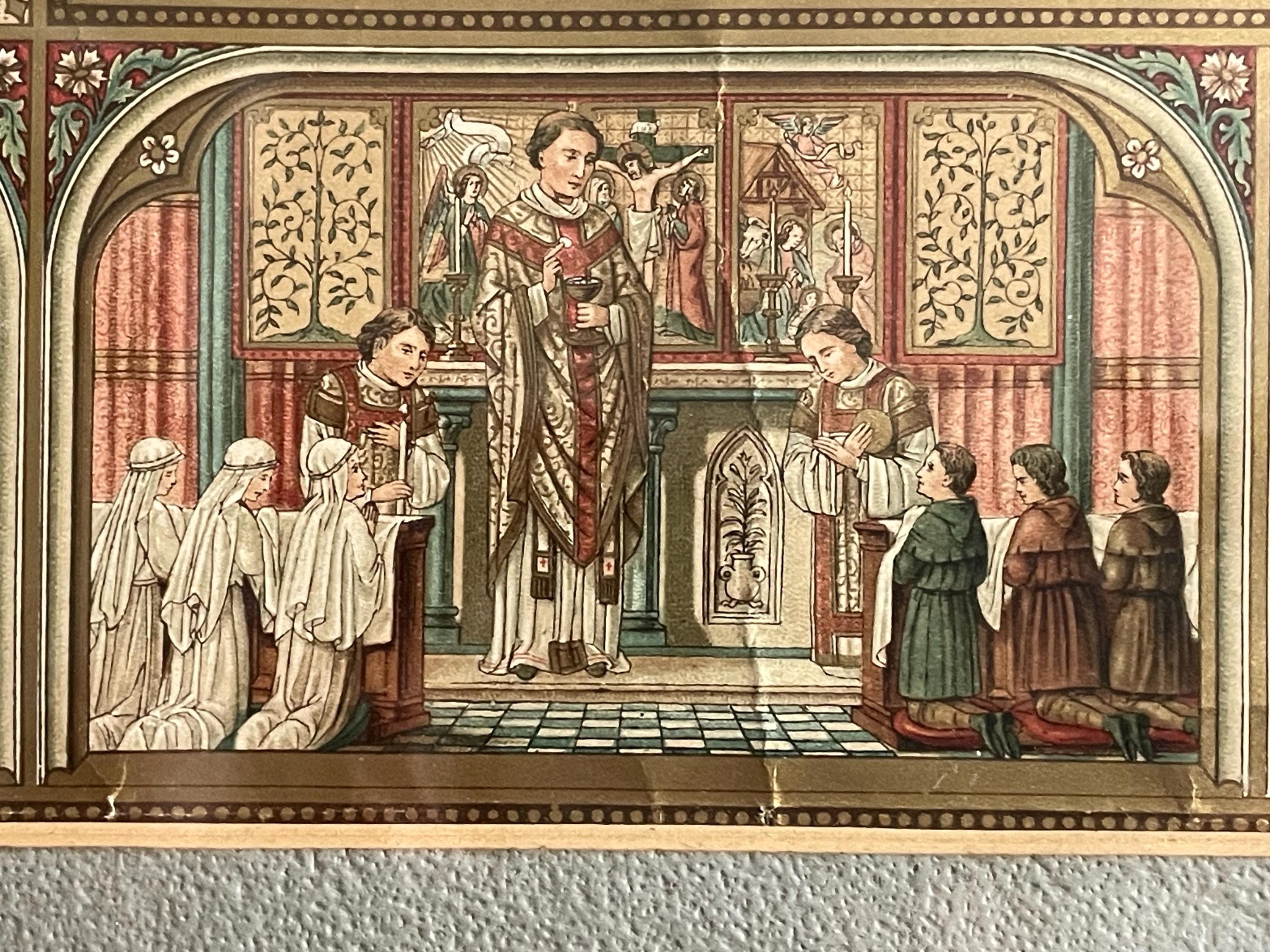 Antique Framed German Language Holy Communion Certificate, 1896 ...