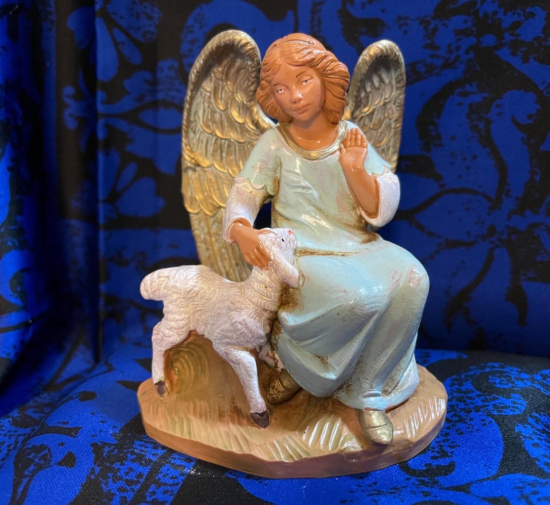 Vintage Fontanini “olivia” Angel Figurine With White Lamb, Baby Sheep ...