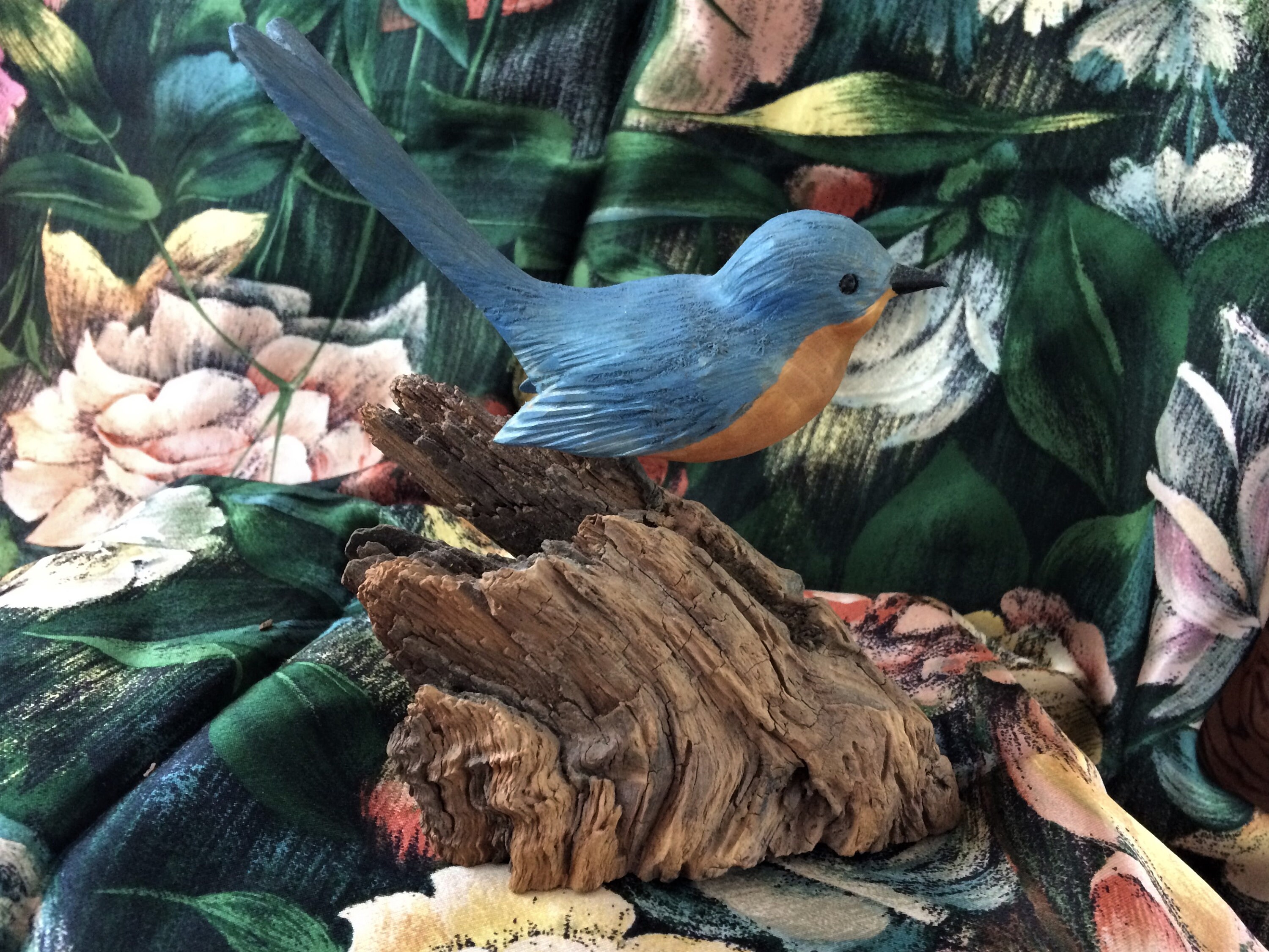 Hand carved folk art Eastern Bluebird on tree stump artist | Etsy