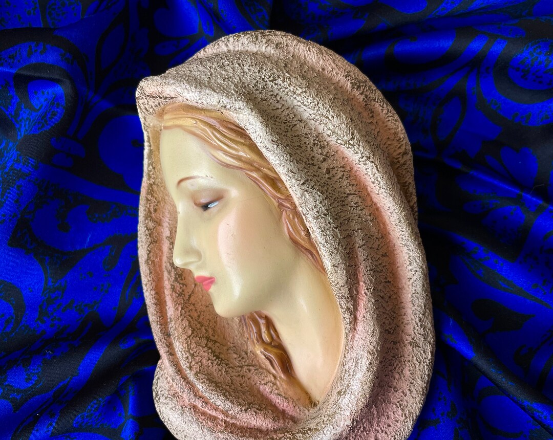 Vintage Italian Magri Chalkware Wall Plaque of Woman in Profile, Veil ...