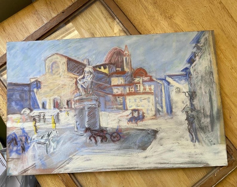 Vintage Original Impressionistic Pastel Portrait of Sun-drenched ...