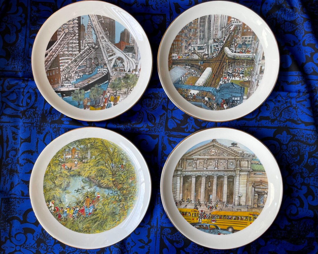 Four Vintage Chicago Collector Plates by Franklin Mcmahon, Continental ...