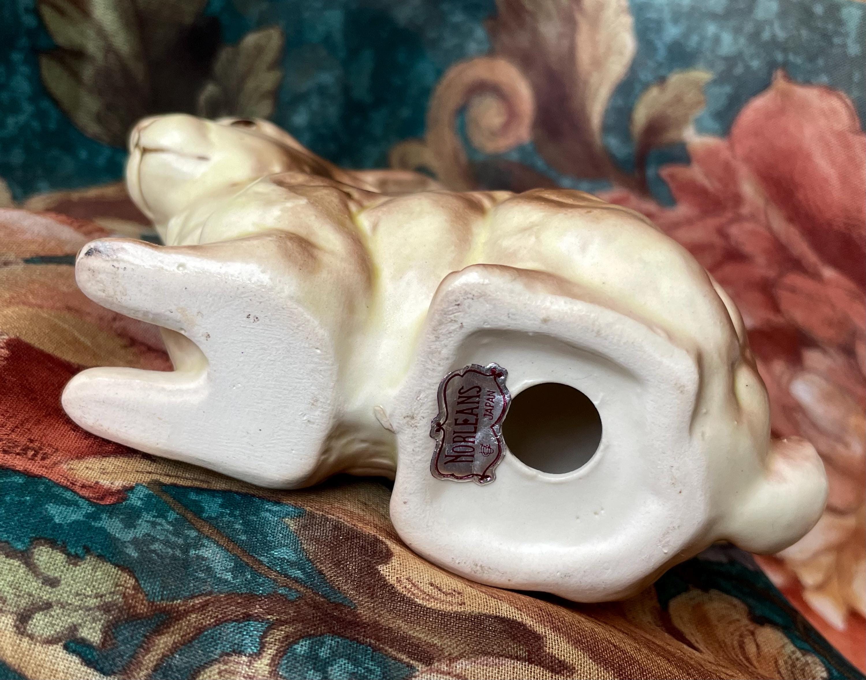 Fetching Pair of Bone China and Porcelain Bunny Figurines, Rabbits ...