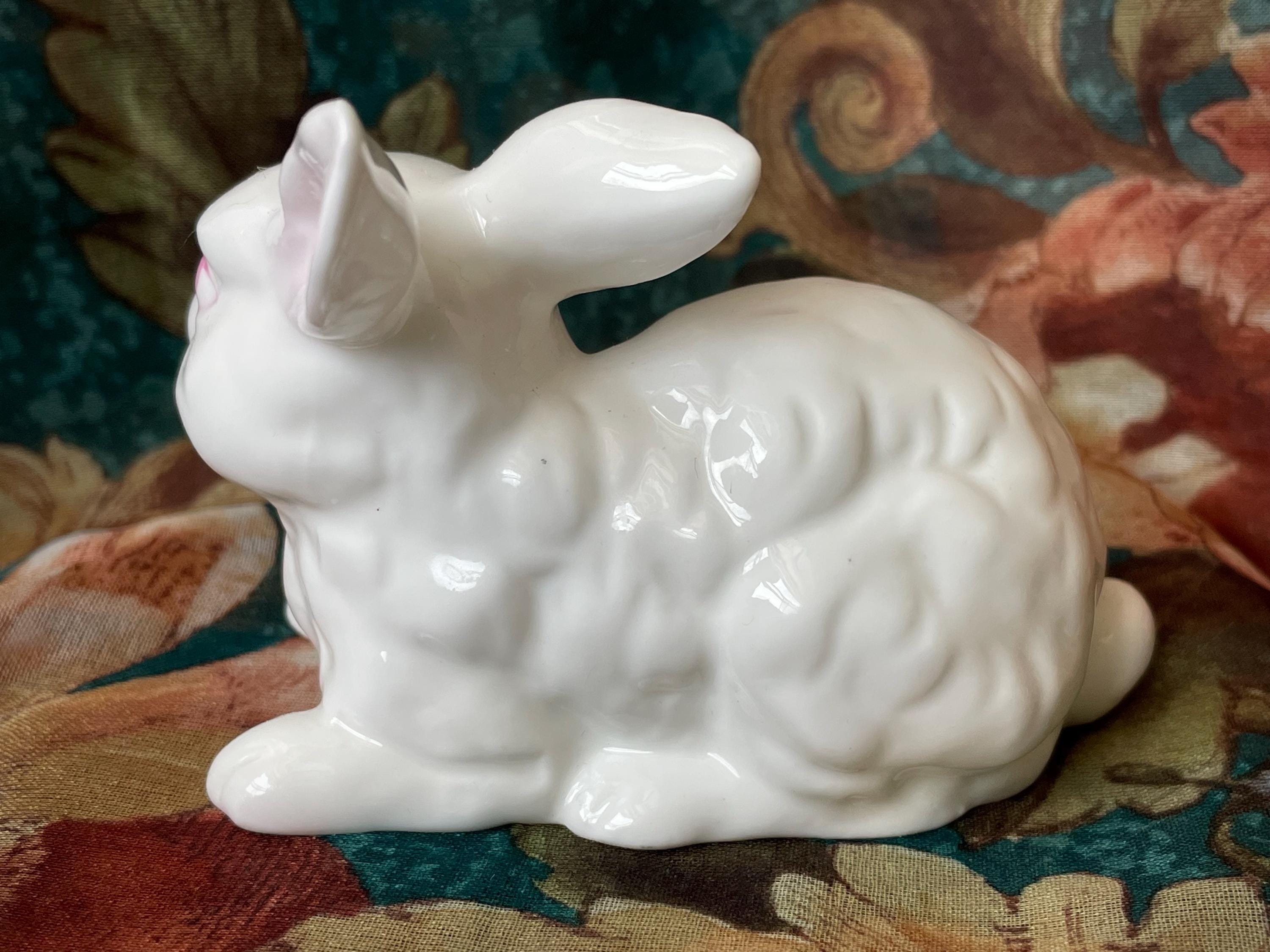 Fetching Pair of Bone China and Porcelain Bunny Figurines, Rabbits ...
