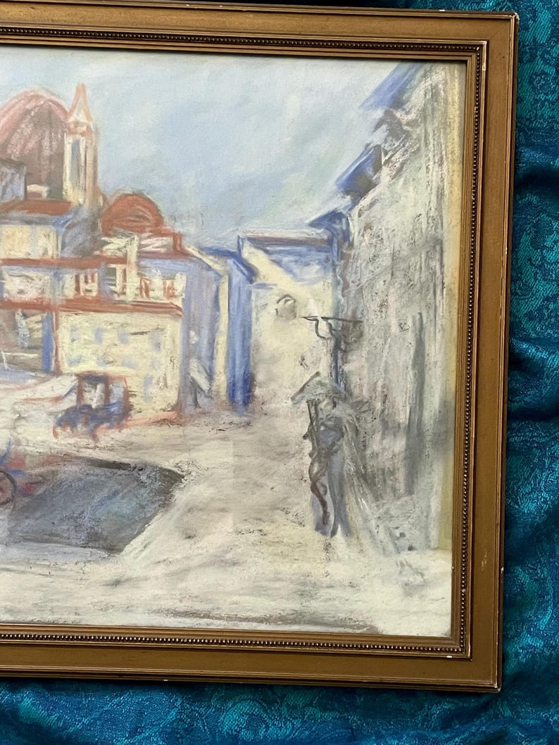 Vintage Original Impressionistic Pastel Portrait of Sun-drenched ...
