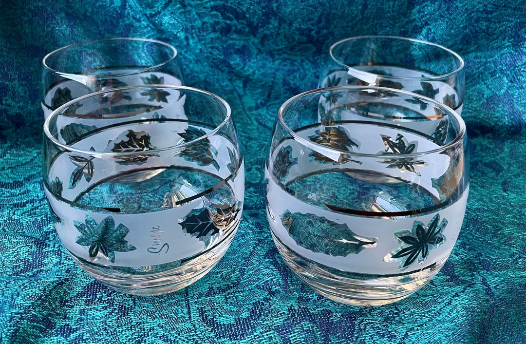 Four Midcentury Starlyte Roly Poly Glasses, Silver or Platinum, Autumn ...