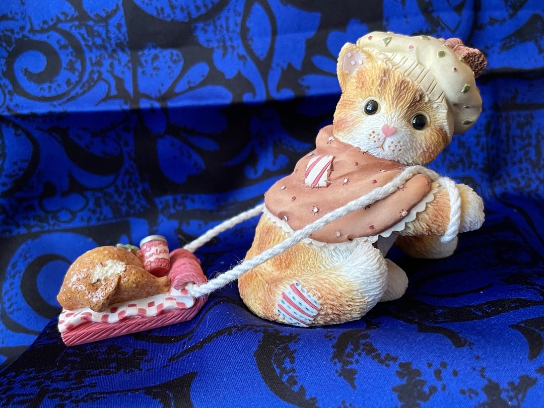 Calico Kittens Figurine of Mischievous Cat Stealing a Roast Turkey With ...