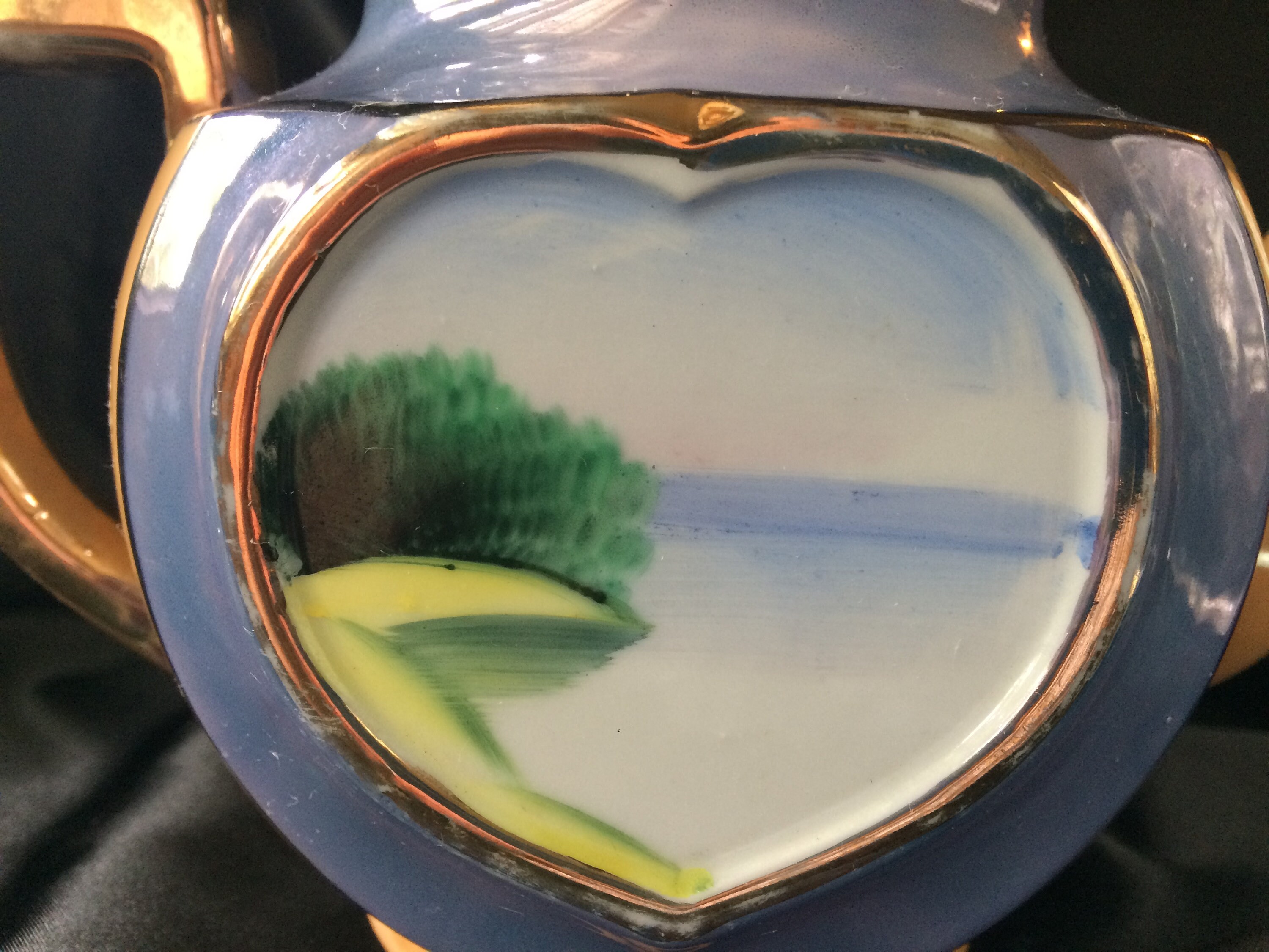 Vintage Takito TT Lusterware Octagonal Teapot in Blue and Peach, With ...