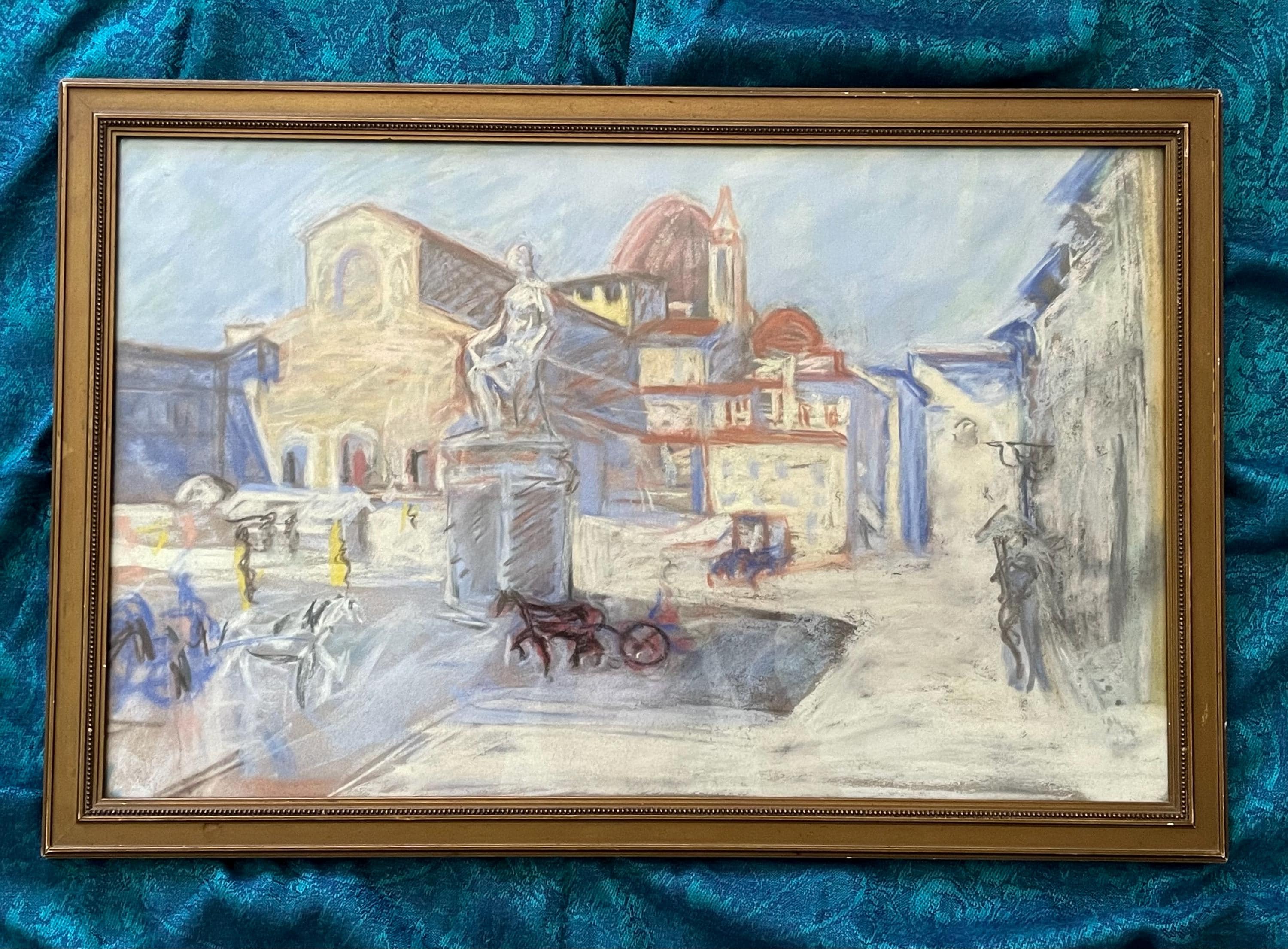 Vintage Original Impressionistic Pastel Portrait of Sun-drenched ...