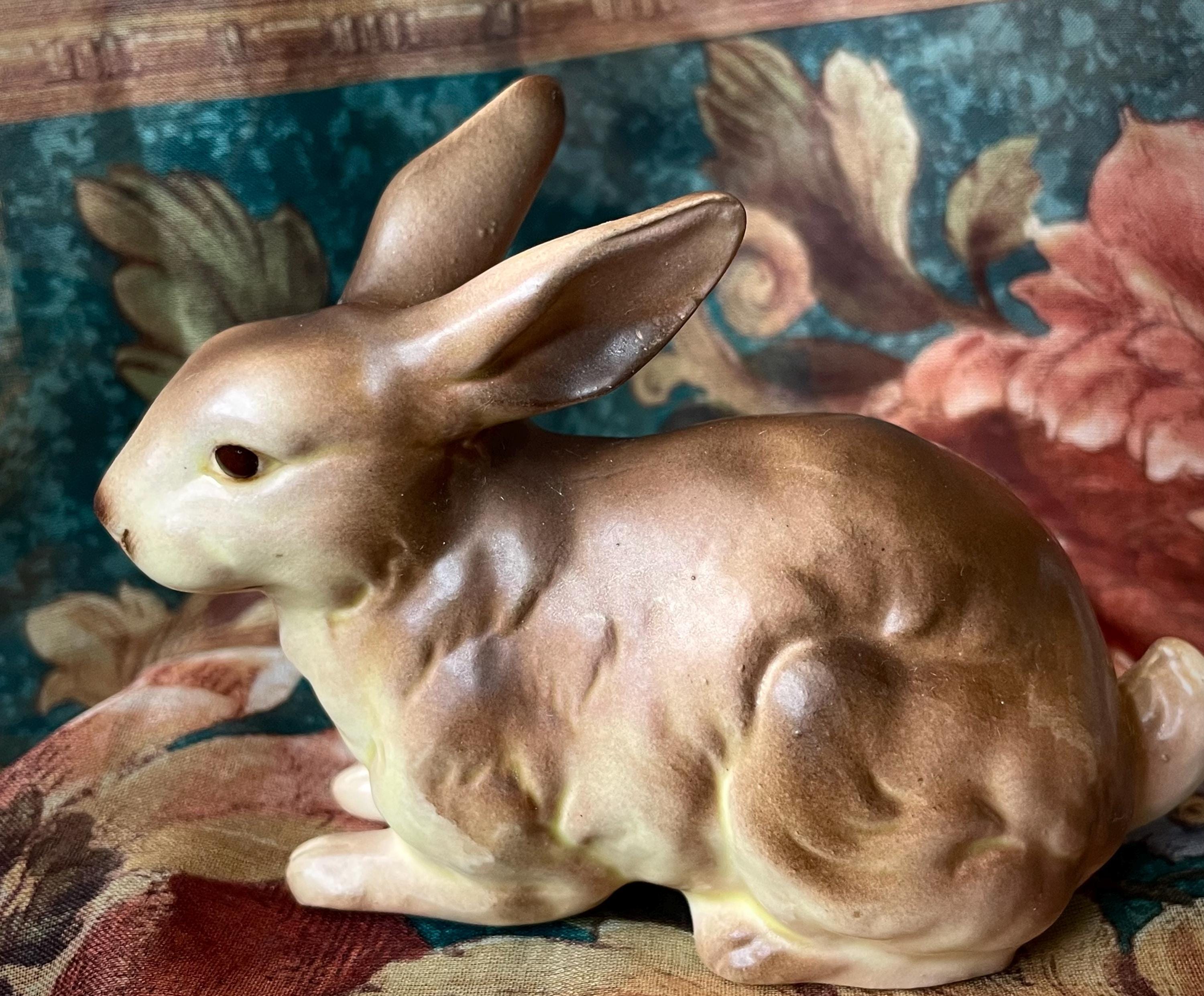 Fetching Pair of Bone China and Porcelain Bunny Figurines, Rabbits ...