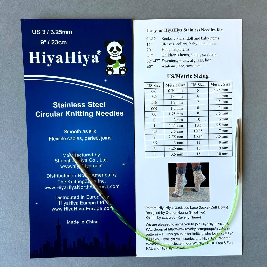 Hiyahiya Stainless Steel Fixed Circular Needles 9 Inch, 23cm, Sizes 2.5 ...