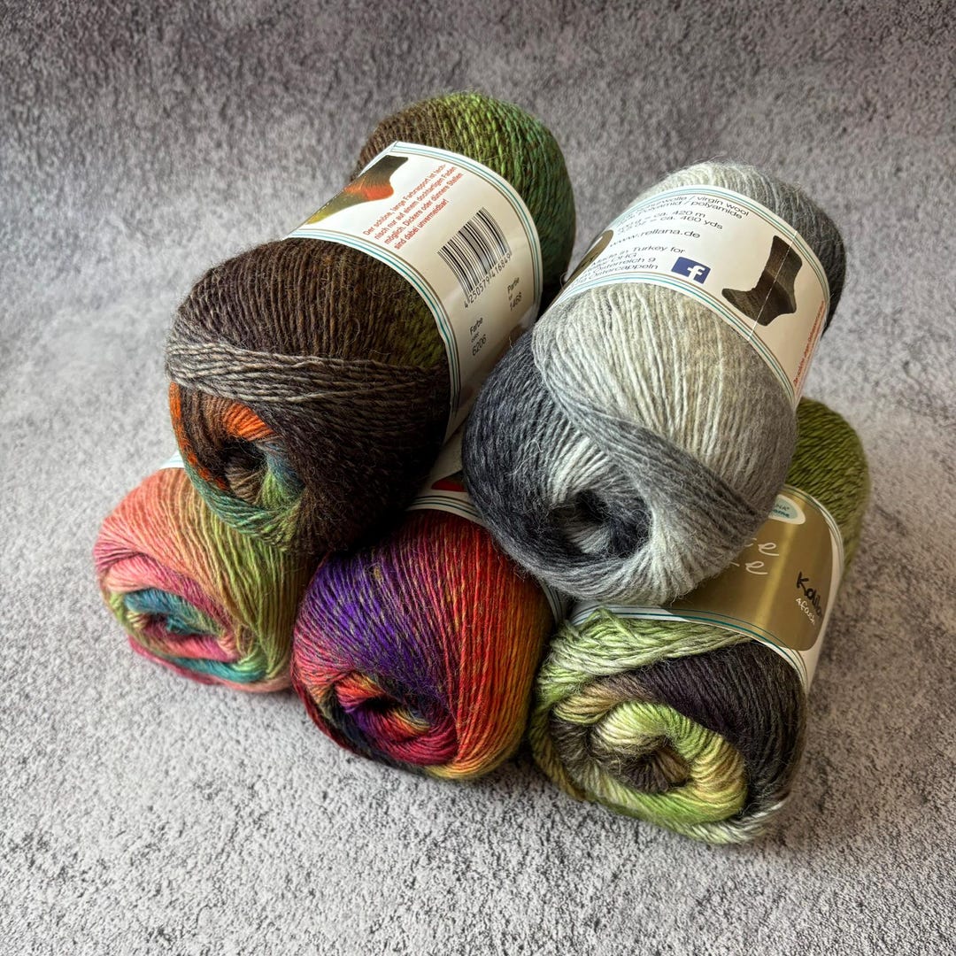 Rellana Kolibri 4ply Sock Yarn 100g, Self Striping Multicolor Knitting ...