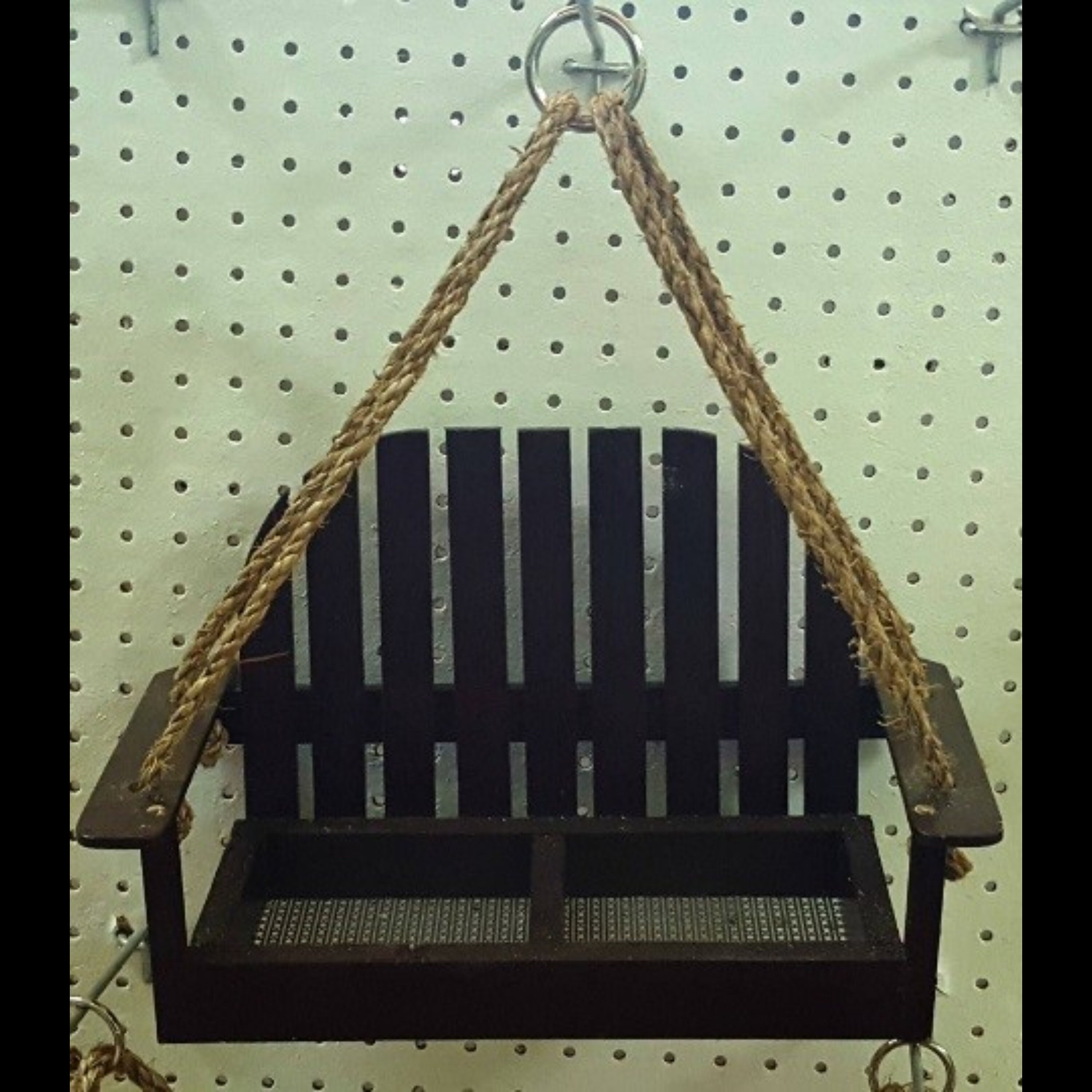 Wooden Hanging Brown Bird Feeder Bench Swing Seat Seed Garden ...