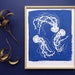 Swimming Bengal Tiger Illustration, Cyanotype Print, Simple Wall Art ...