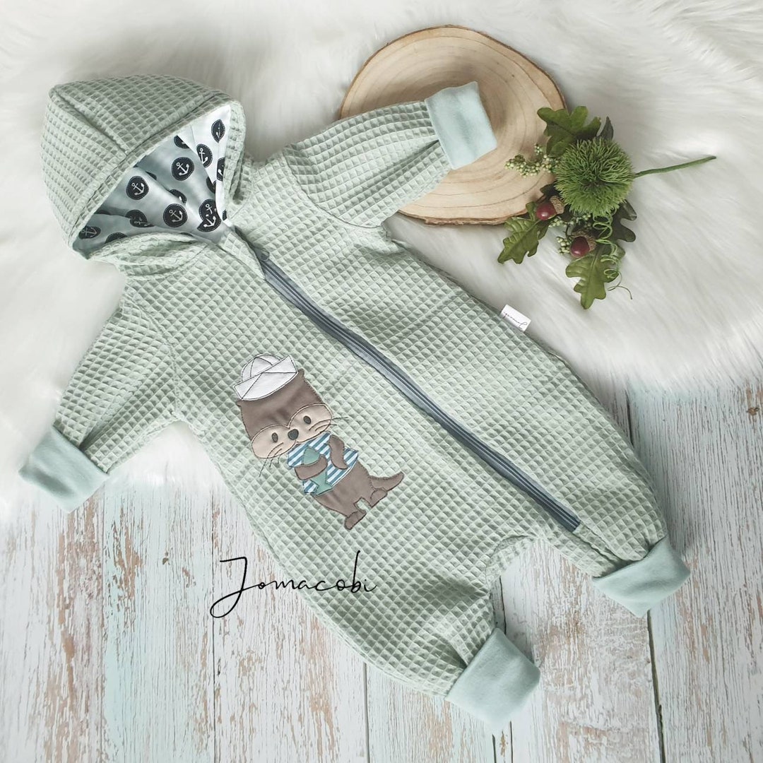 Overall Wagon Suit Otter Embroidery With Co-wax Cuffs Mint Unisex With ...