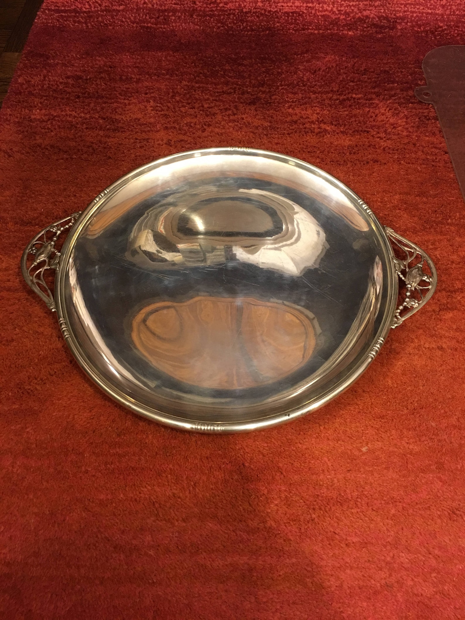 Sterling Silver Platter 14" Diameter With Decorative Handles - Etsy