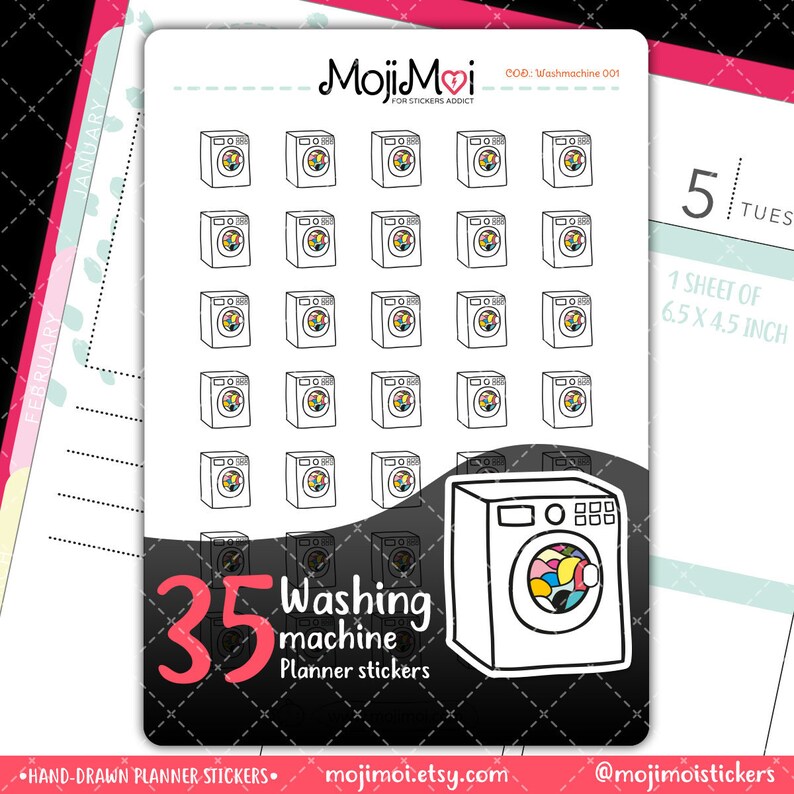 Washing Machine Stickers Planner Stickers ECLP Sticker - Etsy