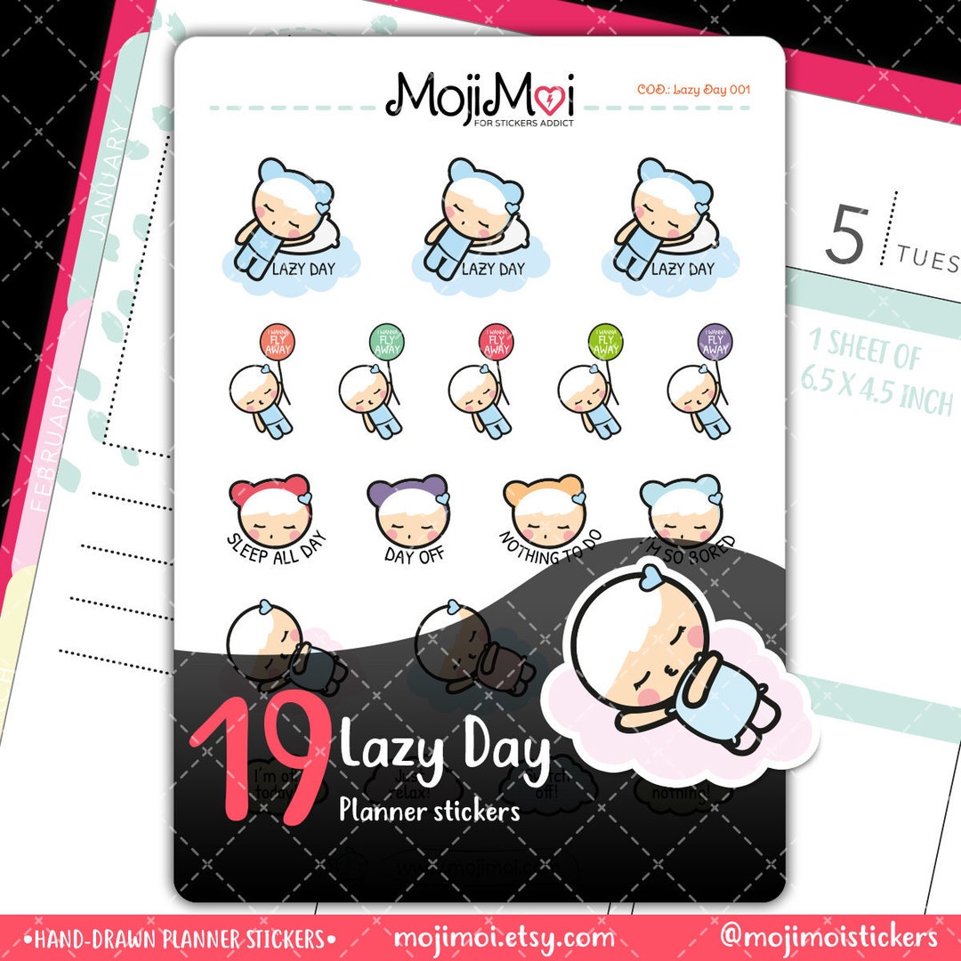 Mojimoi-kawaii LAZY DAY Stickers for Life Planner,erin Condren Stickers ...