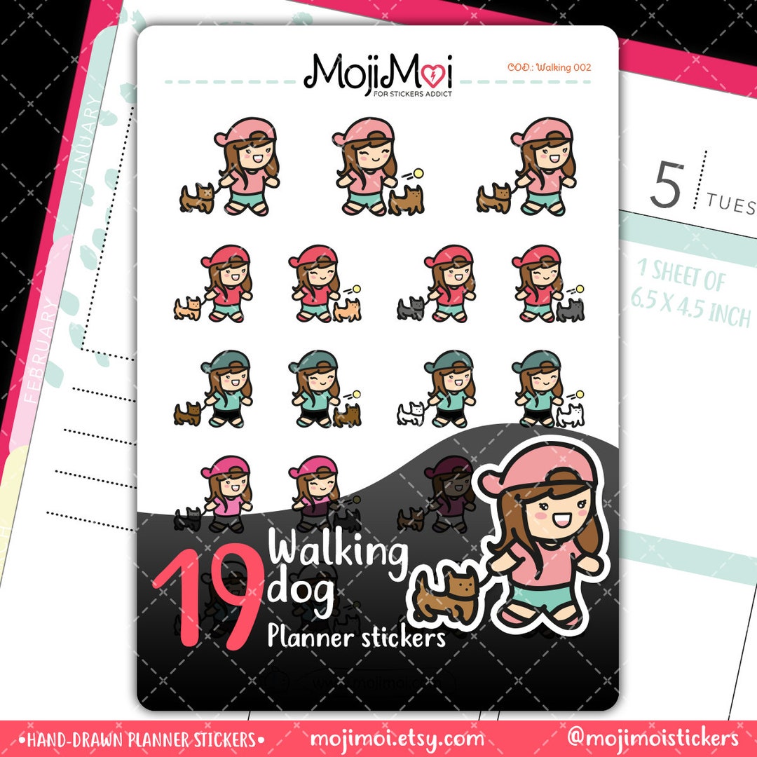 Dog Walking Stickers, Planner Stickers, Dog Stickers, Pet Stickers ...