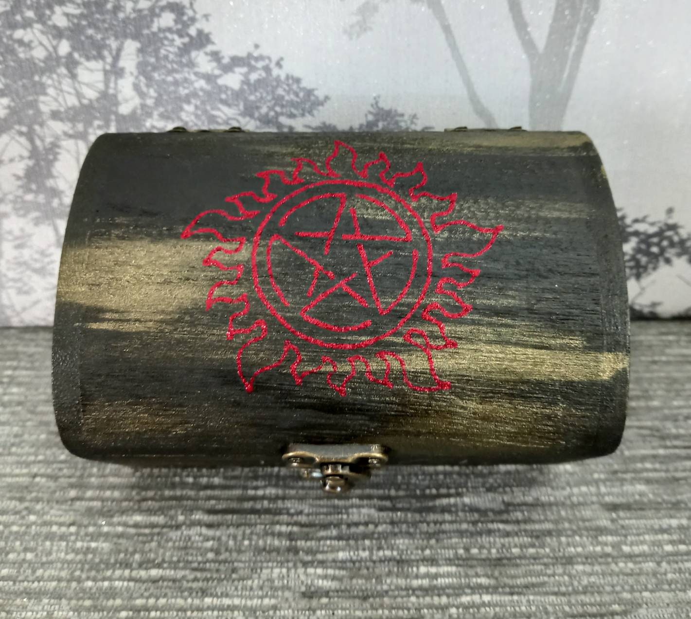 Supernatural Demon Protection Symbol Box. Black Blue and | Etsy