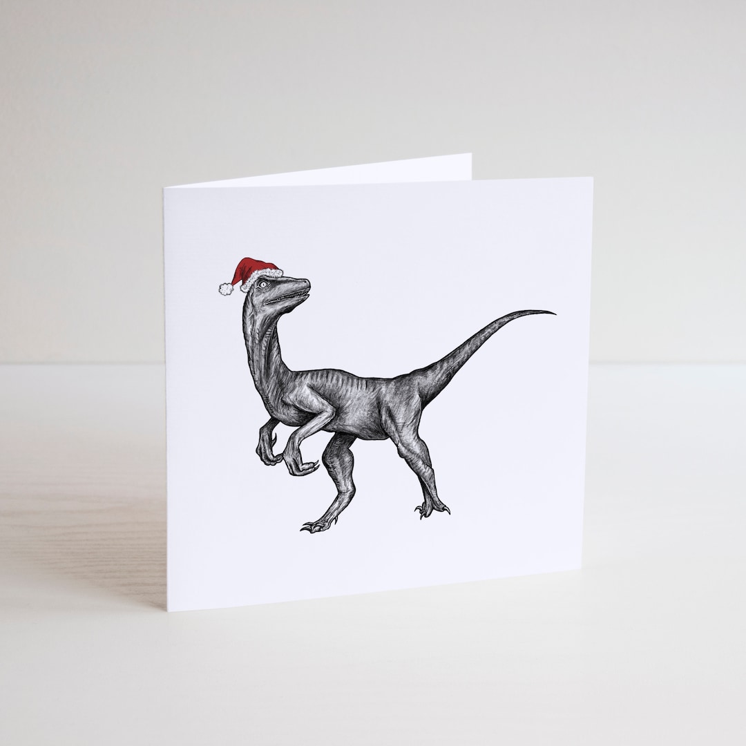 Velociraptor Christmas Card Dinosaur Christmas Card - Etsy