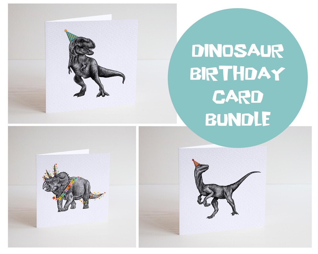 Dinosaur Birthday Card Bundle | Dinosaur Birthday Cards | T-REX Card ...