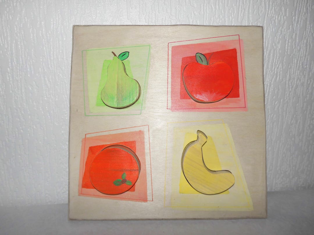 Puzzle With Recess on Fruit - Etsy