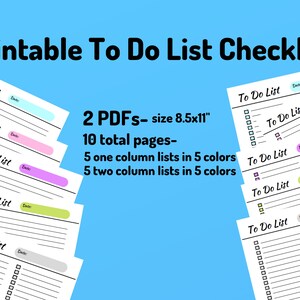 Simple Printable to Do List Checklist- 2 Variations With 5 Color ...