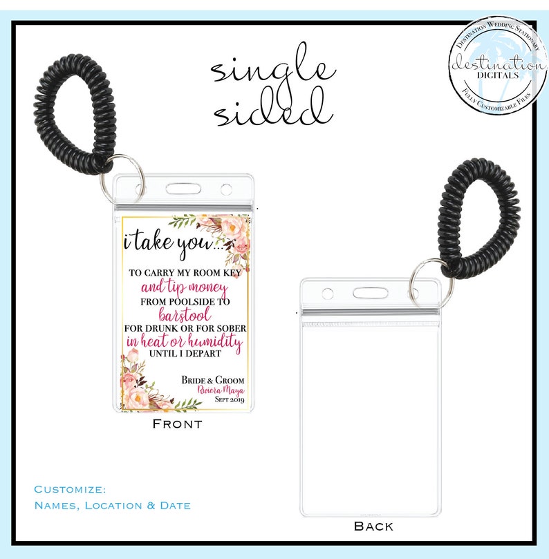 Destination Wedding Room Key Holder Wedding Itinerary Card | Etsy