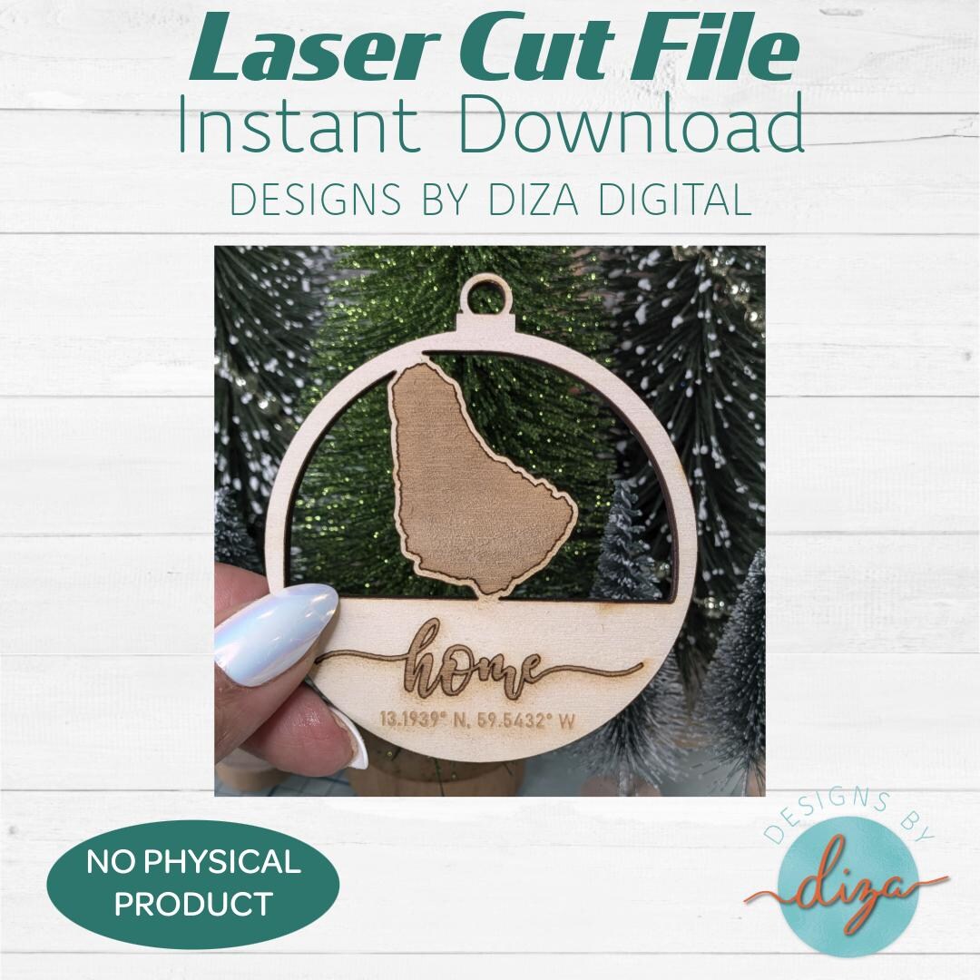 Barbados Home Ornament SVG File: Laser Cut Christmas Decor (digital ...