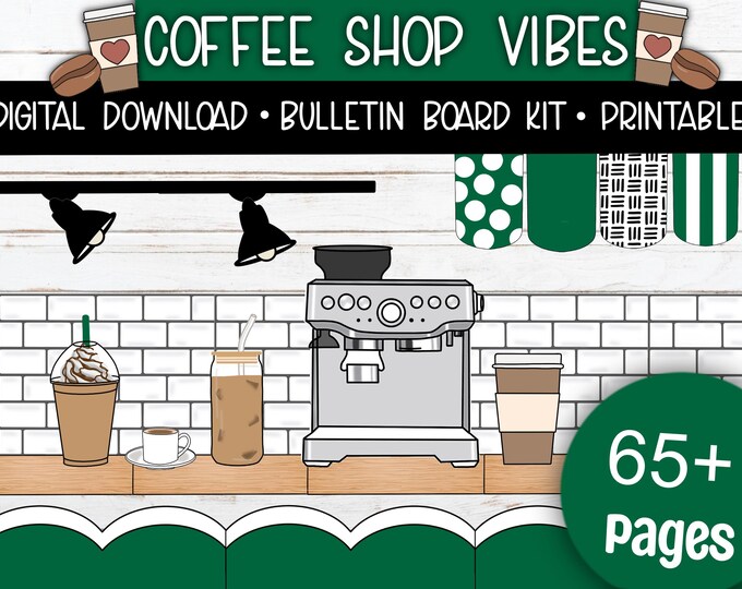 Coffee Shop Bulletin Board Kit - Digital Download - Printable Borders ...