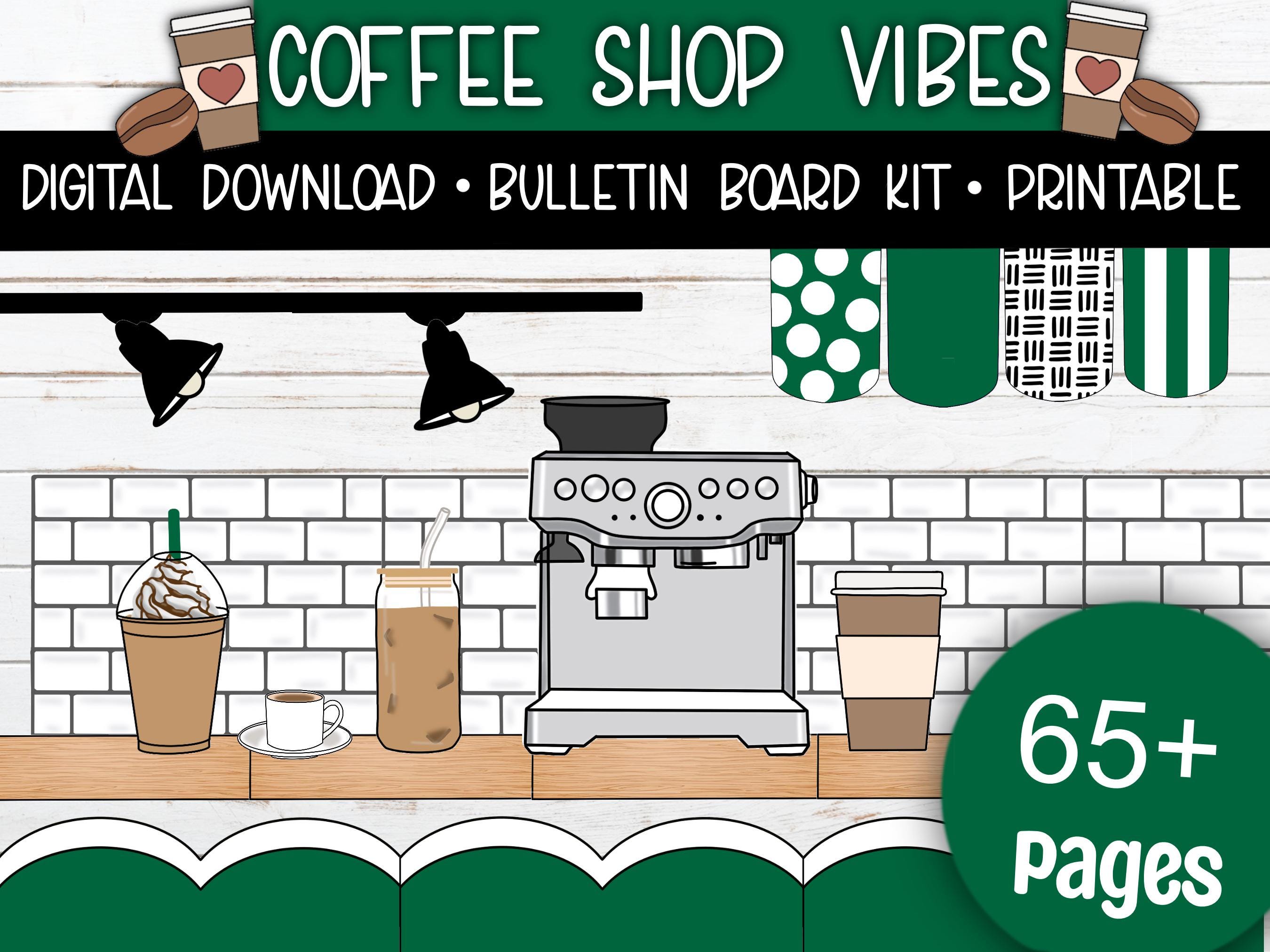Coffee Shop Bulletin Board Kit - Digital Download - Printable Borders ...